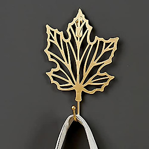 BOOMLATU Large Decorative Leaves Iron Hooks,Wall Mounted Single Coat Hooks Pack of 3 (Style A)