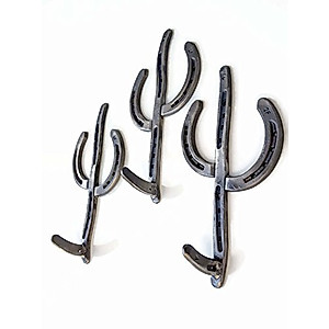 Rustic Horseshoe Cactus Hanger Hooks - The Heritage Forge Polished Metal