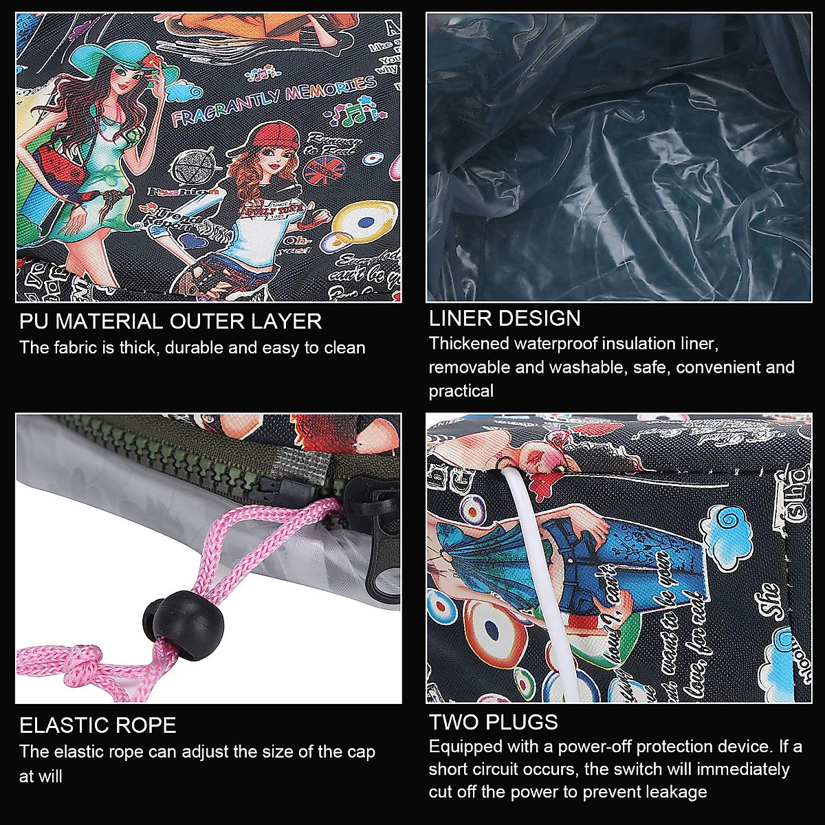 Hair Steamer Cap, 3 Gears Hair Steamer Cap Electric Hair Cap Hair Care Tool Heat Treatment Beauty Steamer Cap Heating Oil Treatment Baking Hat Nourishing Hair Care Tool(US)