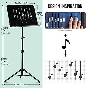 CAHAYA Sheet Music Stand with Carry Bag Notes Books Stand Laptop Stand Tablet Desk Top Stand CY0234