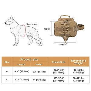 EXCELLENT ELITE SPANKER Dog Pack Hound Dog Saddle Bag Backpack for Travel Camping Hiking Medium & Large Dog with 2 Capacious Side Pockets(RGN-L)