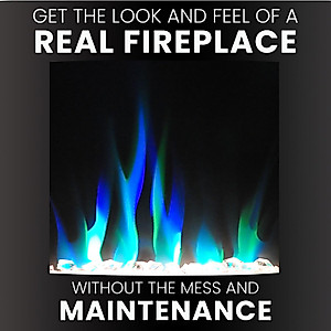 Cambridge 19.5" Curved Vertical Color Changing Wall Mount Electric Fireplace with Crystal LED Display, Remote