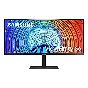 SAMSUNG Viewfinity S65UA Series 34-Inch Ultrawide QHD Curved Monitor, 100Hz, USB-C, HDR10 (1 Billion Colors), Height Adjustable Stand, TUV-certified Intelligent Eye Care (LS34A654UBNXGO),Black