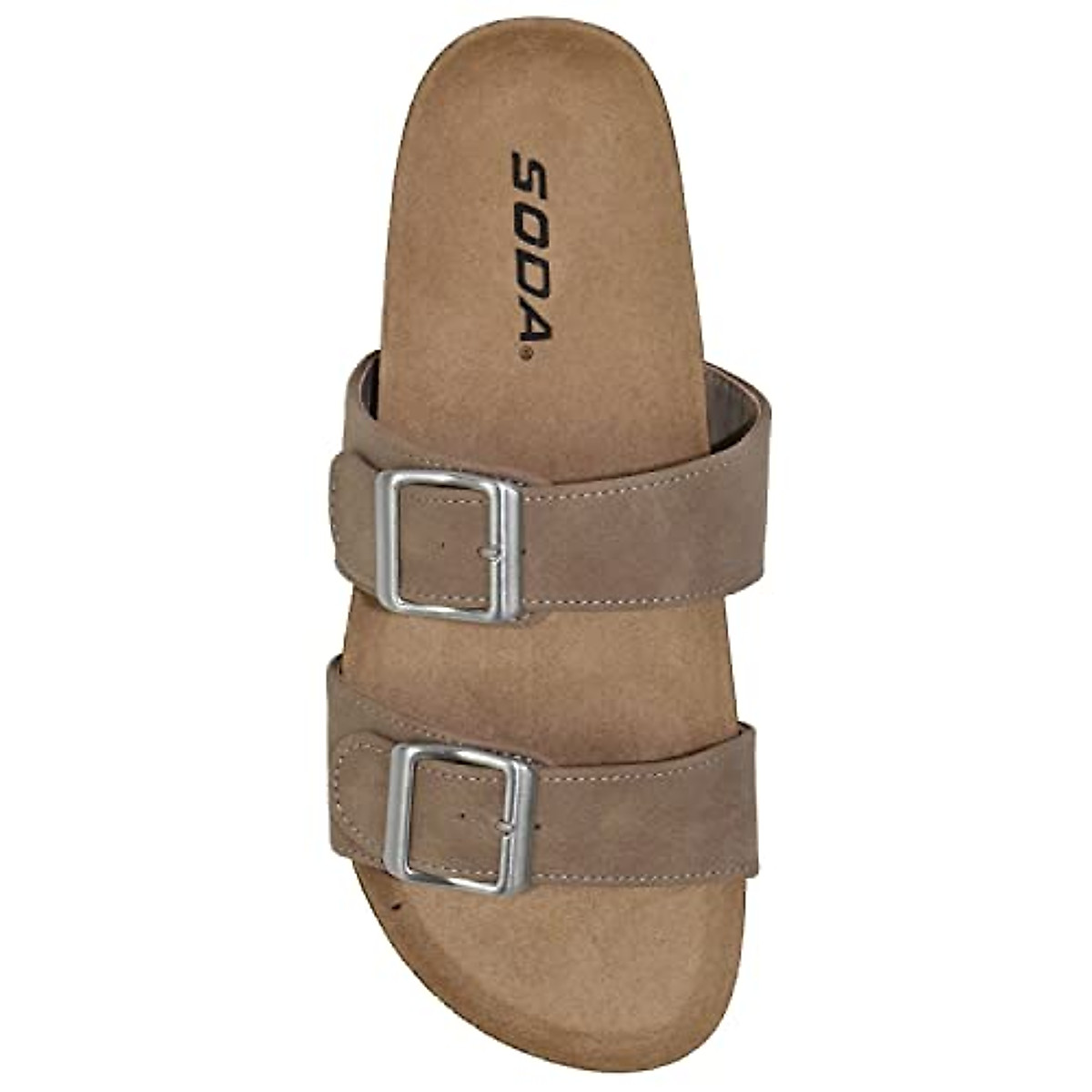 Soda Shoes Women Sandals Footbed Double Strap Functional Buckles Gladiator DUNYA-S (Taupe, 8)