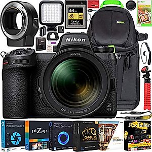 Nikon Z6II Mirrorless Camera Body + NIKKOR Z 24-70mm f/4 S Lens Kit 1663 FX-Format Full-Frame 4K UHD Bundle with FTZ Mount Adapter + Deco Gear Backpack Case + LED + 64GB CFexpress Card & Accessories