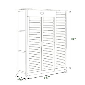 MoNiBloom Bamboo Multi-Tier Shoe Storage Cabinet with 1 Drawer & Shutter Door Shoes Organizer Rack for 21-25 Pairs Entryway Hallway, Brown