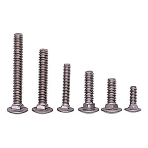 1/4-20 x 1-1/4" Carriage Bolts, 304 (18/8) Stainless Steel Carriage Screws, Round Domed Head Square Neck, Grade A2-70, Full Thread, Coarse Thread UNC, 25 PCS