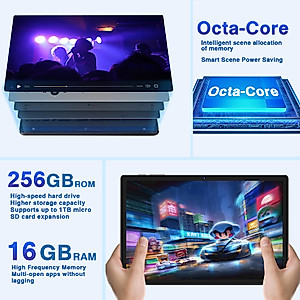 YESTEL Android 13 Tablet 11 Inch Display,16GB RAM+256GB ROM,Octa-Core Processor,8600mAh Large Battery,2000 * 1200 Pixels,GPS/ 5G WiFi/Bluetooth/with Case-Grey
