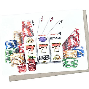 Casino Greeting Card for All Occasions (7X5 Inches, Blank Inside) for a Birthday, Retirement or a Las Vegas Trip: Poker, Blackjack, Slot Machines and Craps Themed - 212
