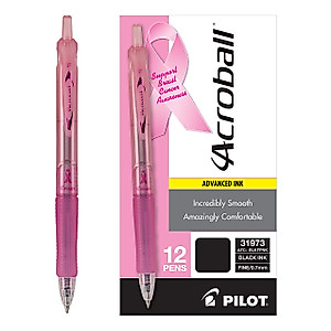 PILOT Acroball Colors Advanced Ink Refillable & Retractable Ball Point Pens, Fine Point, Black Ink, 12-Pack (31973)