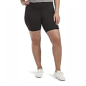 Hue Women's High Waist Blackout Cotton Bike Shorts, Assorted Hosiery, Black, Large US