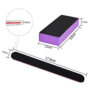 LNAUJS 8 Pack Nail File and Buffer Block, Portable Manicure Tools Kits, 100/180 Grit, Black Nail Pedicure File and Sanding Buffing Grinding Plisher File
