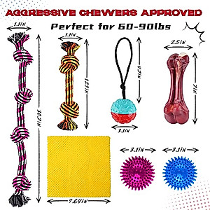 Zeaxuie Heavy Duty Various Dog Chew Toys for Aggressive Chewers - 9 Pack Value Set Includes Indestructible Rope Toys & Squeaky Toys for Medium, Large & X-Large Breeds (Style-1 Rope Toys)