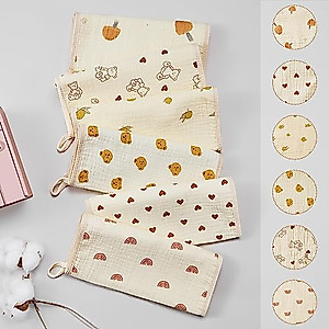 Muslin Burp Cloths for Baby Premium Cotton Burping Rags for Newborn Ultra Soft Muslin Washcloths Large 20 x 10 Inch Burping Cloth 6 Thicken Absorbent Layers Muslin Face Towels for Baby (6 Pack)