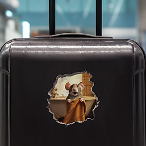 Bathroom Towel Mouse Wall Hole Decal - Wall Sticker with 3D Effect - Fun Gift Idea