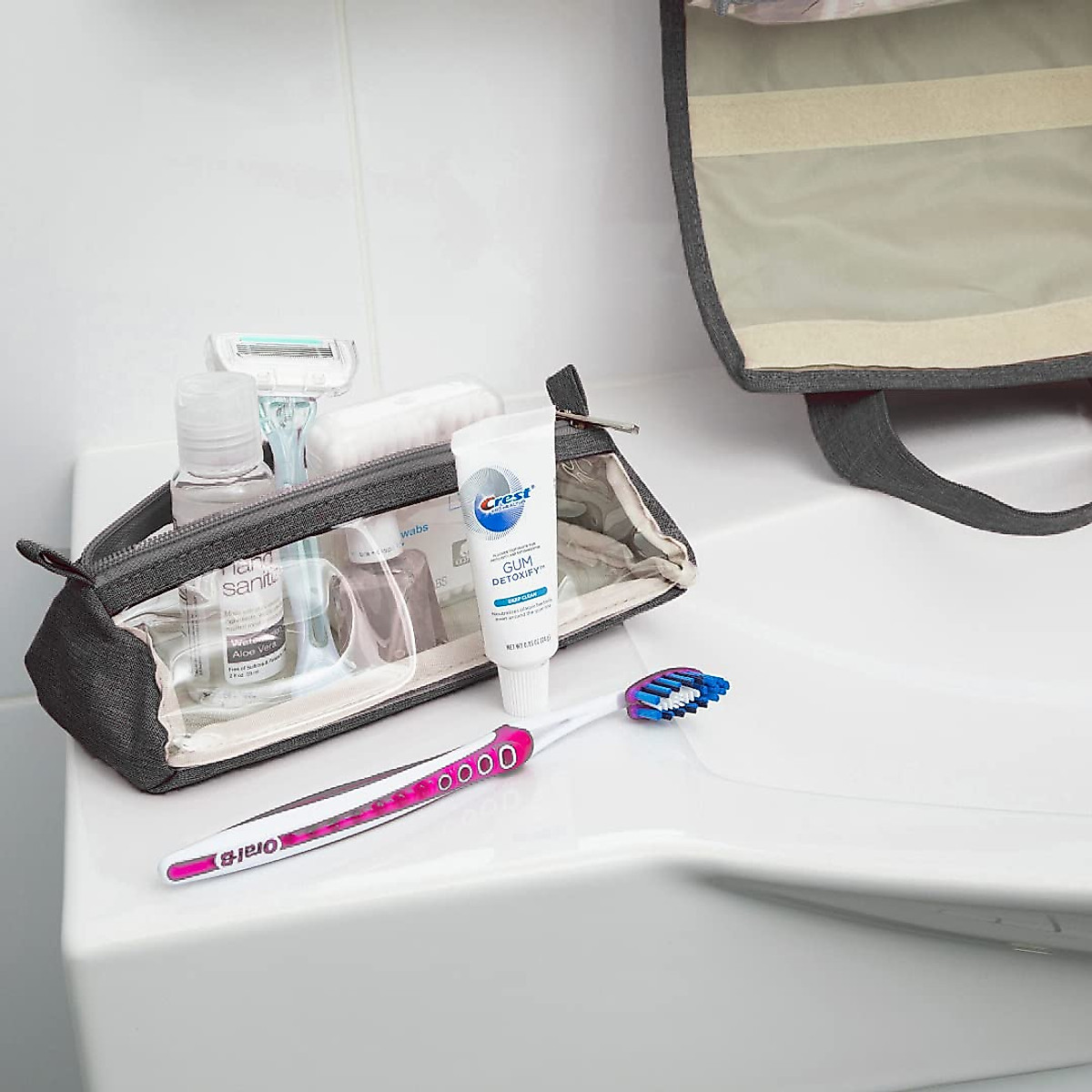 4-in-1 hanging Toiletry bag | Roll-up makeup organizer with 4 detachable PVC zip pouches| travel toiletry bag for women and men 600D oxford fabric material organize Make up , Cosmetics, First Aid,