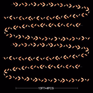 52 Ft Rose Gold Party Decorations Leaf Garland Kit Paper Hanging Gold Leaves Streamer Banner for Rose Gold Birthday Baby Shower Wedding Engagement Bridal Shower Showcase Garden Party Decor (4 Packs)