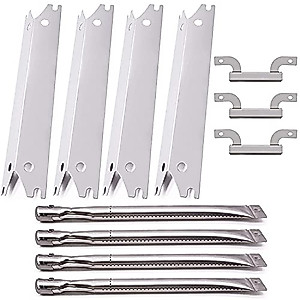 Grill Replacement Parts Compatible for Brinkmann 810-2410-S 810-2411-S 810-2411-F Model, 4-Pack Heat Plates Flame Tamer Crossover Burners Tubes Parts for Brinkmann 810-2411-S Gas Grill