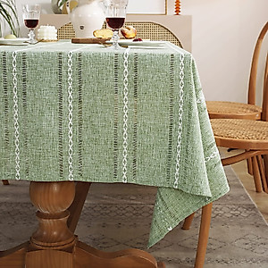 Chassic 60 x 84 inches Farmhouse Style Linen tablecloths, Wrinkle Resistant Washable Dining Room Table Cloths for Rectangle Tables - Hemstitch Sage Green