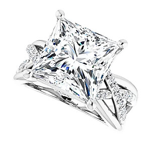 JEWELERYIUM 5 CT Princess Cut Colorless Moissanite Engagement Ring, Wedding/Bridal Ring Set, Solitaire Halo Style, Solid Sterling Silver Vintage Antique Anniversary Promise Ring Gifts for Her (11)