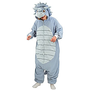 LZBXBXDA Unisex Adult Dinosaur Triceratops Onesie One Piece Pajamas Animal Plush Halloween Christmas Costume Homewear Sleepwear for Women men