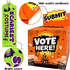 57 Pcs Halloween Party Costume Contest Ballot Set Voting Ballots Trophy Ribbons Halloween Costume Contest Awards Halloween Party Favors for Kids Adults