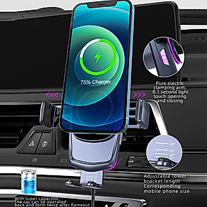 2022 Wireless Car Charger, 15W Auto-Clamping Car Charger Mount, Air Vent Car Charging Holder for iPhone 13/12/11/Pro/ProMax/Mini/Xr/Xs/X/8, Samsung S22/S22 Ultra/S21/S20(Without QC 3.0 car Charger)