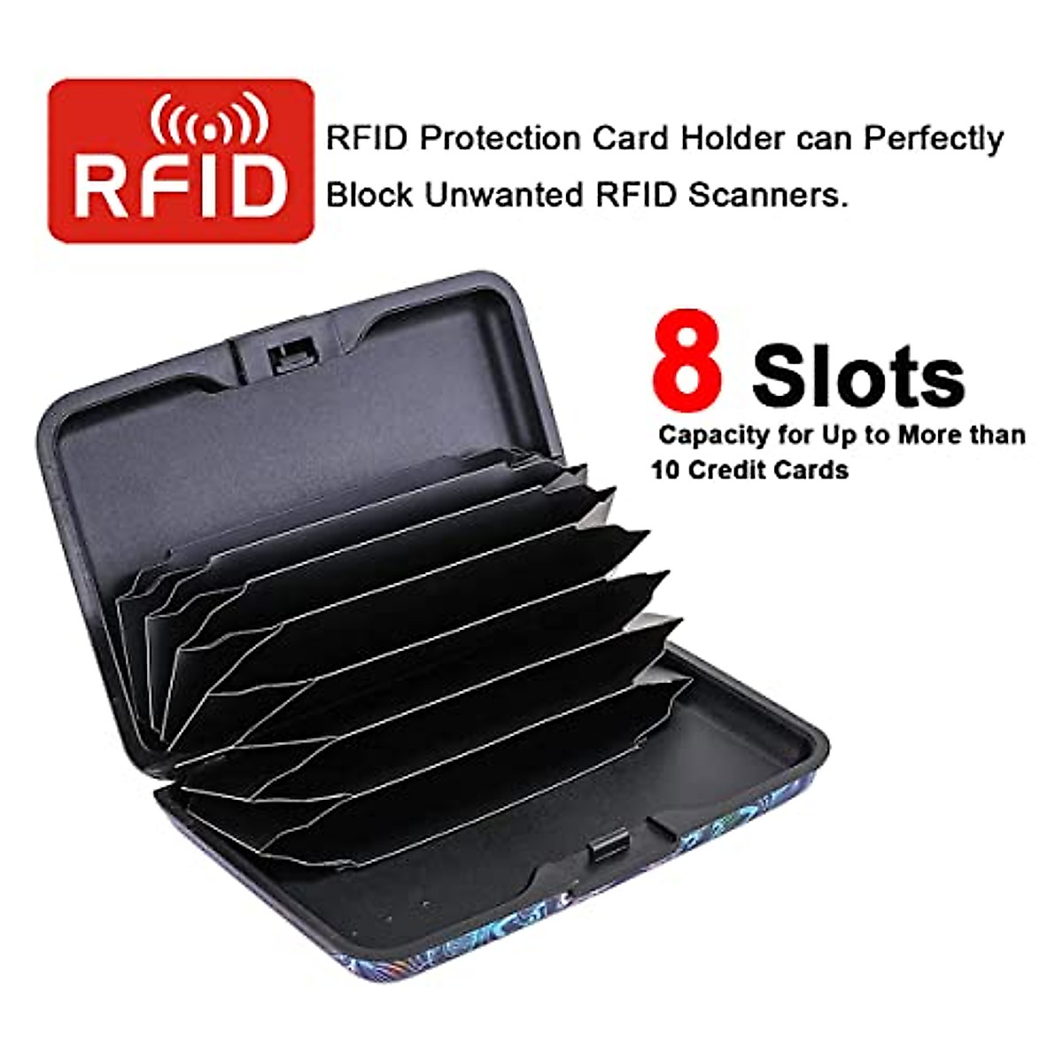 Oirtmiu RFID Blocking Credit Card Holder, Mini Aluminum Card Wallet, Slim Metal Hard Card Case, ID Case, Business Card Case for Women- 8 Slots