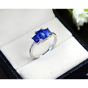 Solid 925 Sterling Silver 7X5 MM Pear Natural Kyanite Gemstone January Birthstone Wedding Ring For Bridal Gift For Her (Rhodium Plated Silver, 6)