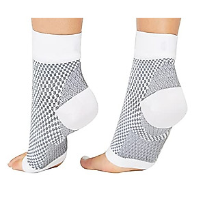 THEODORE MAGNUS Premium Compression Socks for Plantar Fasciitis, Foot Sleeves for Everyday and Pain Relief Treatment with Arch Support - White - Medium (1 Pair) - CS1-White-M