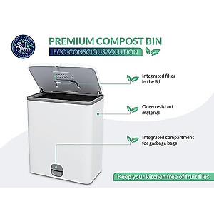 SALQAM Compost Bin for Kitchen - Lightweight & Stable Indoor Compost Bin - 10 L /2.4 Gallon Capacity - Removable Inner Bucket Kitchen Compost Bucket