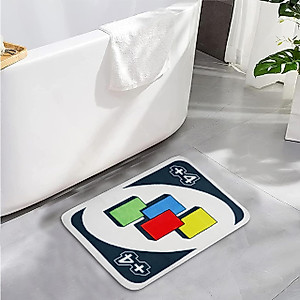 UNO Card Bathroom Rug, Character Rugs 2x3 Non Slip Washable Bedroom Rug, Cool Rugs for Living Room Funny Trippy Rugs for Bedroom Fun Unique Absorbent Rugs for Bathroom Shower Bedroom Floor Decor