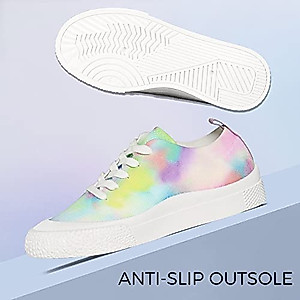 LUCKY STEP Women 's Mesh Fashion Sneaker Round Toe Soft Comfortable Walking Shoes(Pink Tie Dye,7 B(M) US)