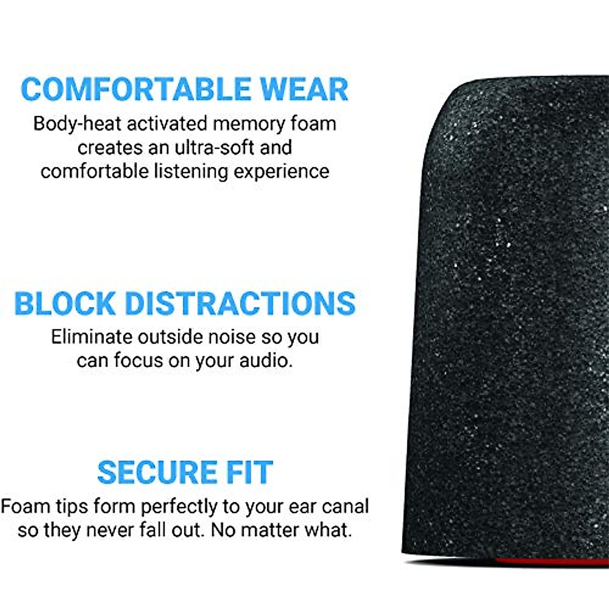 Comply Professional Series Memory Foam Tips for All Shure Earbuds | Size Medium, 3 Pairs,Black