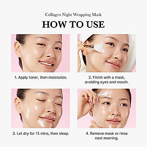 medicube Collagen Overnight Wrapping Peel Off Facial Mask Pack - Elasticity & Hydration Care, Reduces Sagging & Dullness - Hydrolyzed Collagen For Glowing Skin - Korean Skin Care, 2.53 fl.oz