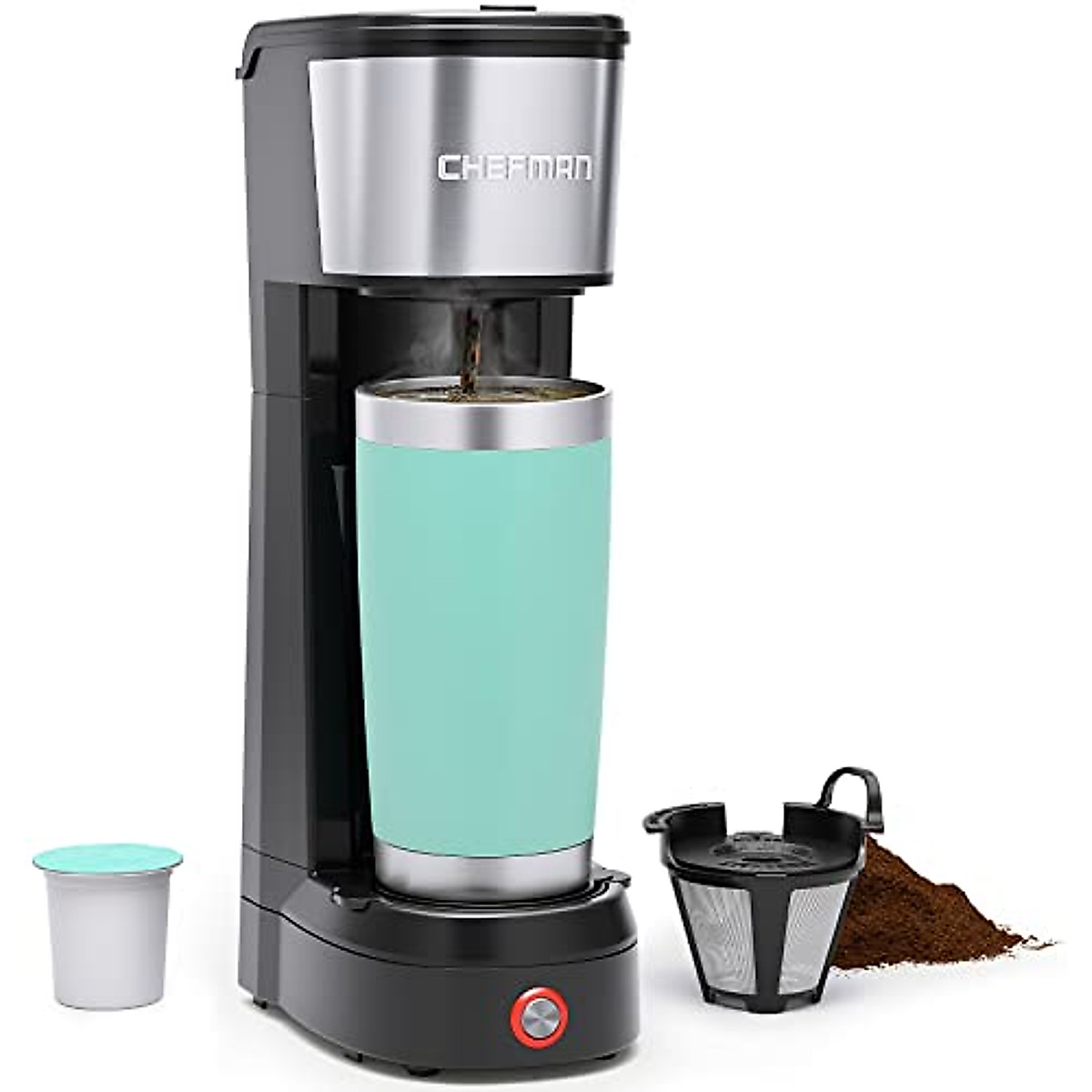 Chefman InstaCoffee Max, The Easiest Way to Brew the Boldest Single-Serve Coffee, Use Fresh And Flavorful Grounds or K-Cups