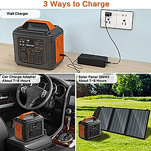 SBAOH Portable Power Station, 300W 296Wh Solar Generator Quick Charge / 110V AC Outlets/DC Ports and LED Flashlight, Lithium Battery Backup for Home Outdoor Travel Camping Blackout