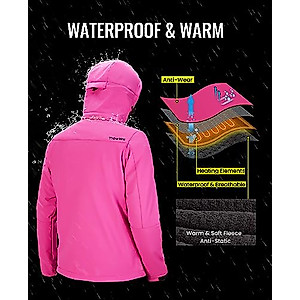 TIDEWE Heated Jacket for Women with Battery Pack, Hunting Coat (Pink, Size XL)