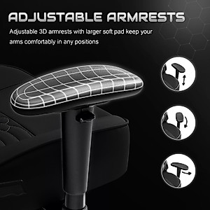 IWMH Gaming Chair Office Chair with Ergonomic Lumbar Support, High Back Executive Computer Chair, Swivel Rolling Desk Chair for Adults Teens with Headrest, 450LBS, Black