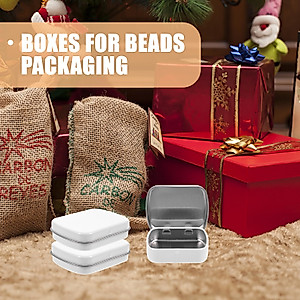 Tofficu 50 Pcs Mini Tin Boxes with Lids for Jewelry Storage, Small Candy Treat Boxes, Portable Metal Containers for Travel, Weddings, Birthdays, White Iron, 2.36 X 1.85 X 0.59 Inches