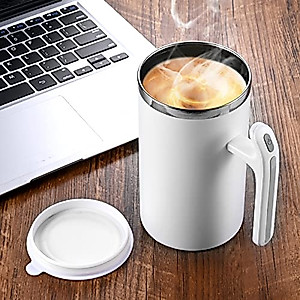 S+ Stainless Steel Self Stirring Mug Suitable for Coffee/Milk/fruit juice (White)