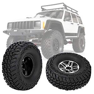 RC Car Wheel, Aluminium Alloy High Accuracy Wear Resistant Simulation Look RC Wheel Hubs Tire Convenient for 1/10 Remote Control Model(B Black)