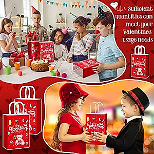 Sherr 100 Pieces Valentine's Day Paper Gift Bags Elegant Coated Paper Wrapping Bags Cardboard Bags Love Candy Present Bags with Handle for Wedding and Valentine Party Favors Gift Giving Gift Wrapping