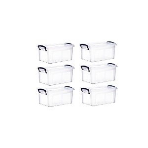 Superio Clear Storage Bins with Lids, Stackable Storage Box with Latches and Handles, Extra Small, 6 Pack 3 Quart