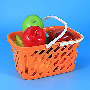 Kisangel Stackable Storage Bins 1pc Portable Grocery Basket Plastic Storage Basket Mini Picnic Basket Toys Storage Organizer for Kids Party Favors Pretend Play ( Orange ) Plastic Bins