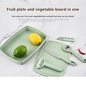 Fruit Cutting Board and Knife Box ,Multifunction Kitchen Tool Set with Fruit Knife, Bottle Opener,Cutting Board,Fruit Dish for Camping,Picnic and BBQ