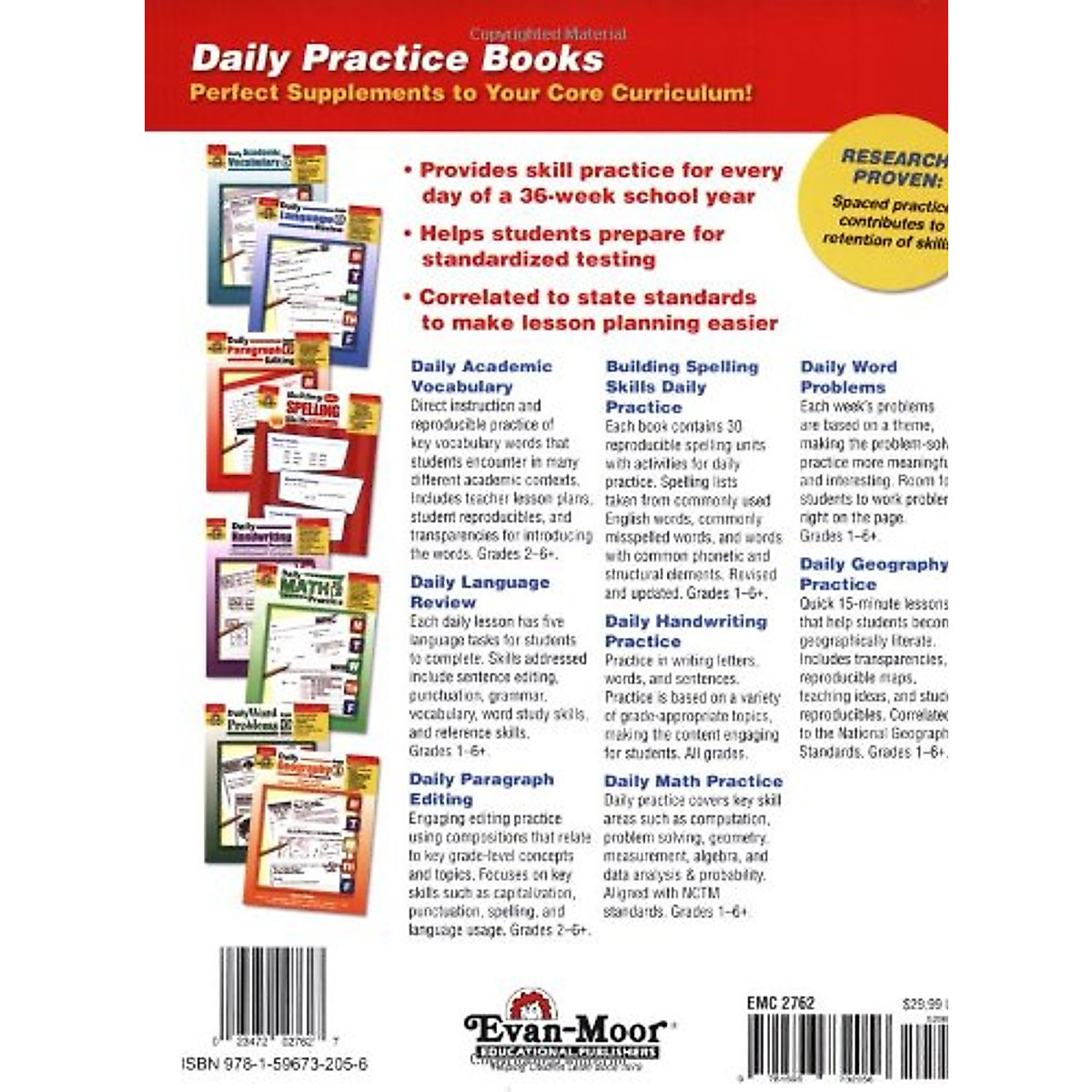 Evan-Moor Daily Academic Vocabulary, Grade 6, Teachers Edition