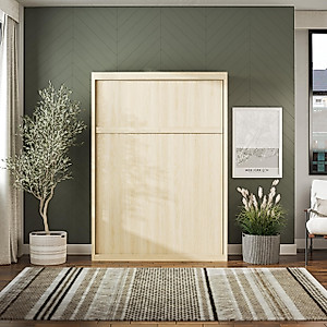 Signature Sleep Full Size Murphy Wall Bed with Wooden Slats in Wood, in Light Oak, No Box Spring Needed, Easy Assembly, Up to 600 lbs Weight Capacity