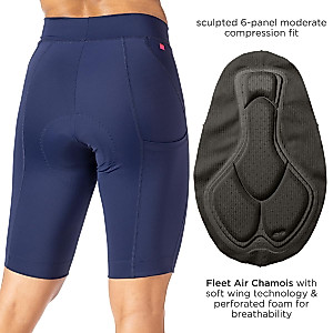 Terry Bike Shorts Women Padded, Bike Bermuda Shorts for Women High Waisted Cycling Shorts with Padding Compression - Navy, X Large