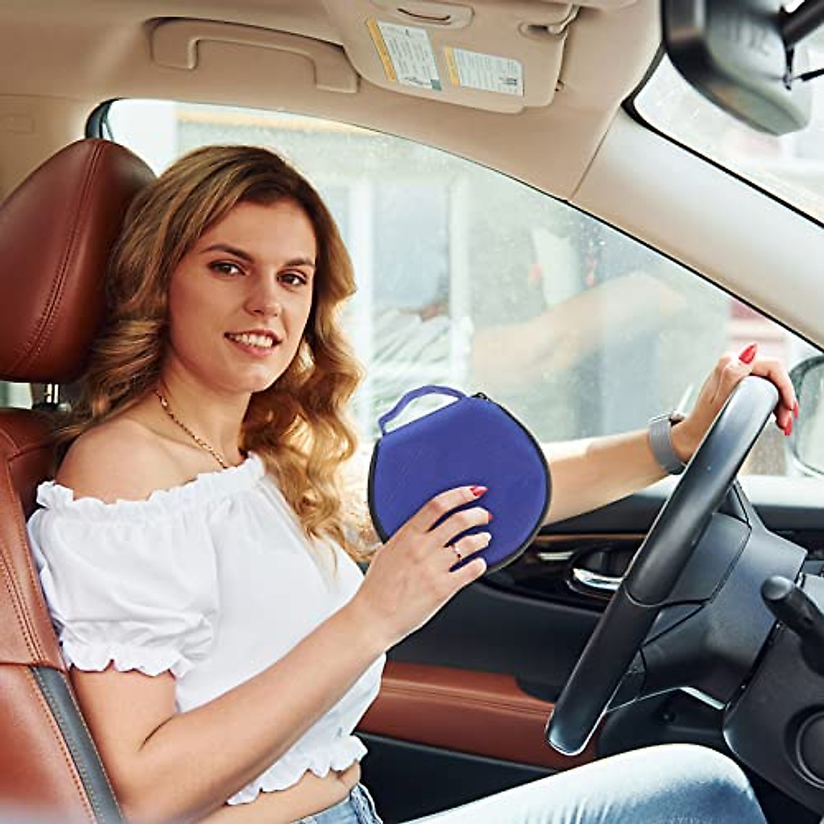 OUNONA 20 Capacity CD/DVD Case Holder:Portable Zipper CD Case Holder Large Storage Disc Wallet Bag Binder Organizer for Car Home Office